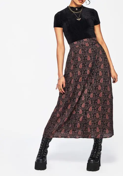 DISTURBIA Isola Button Up Midaxi Skirt