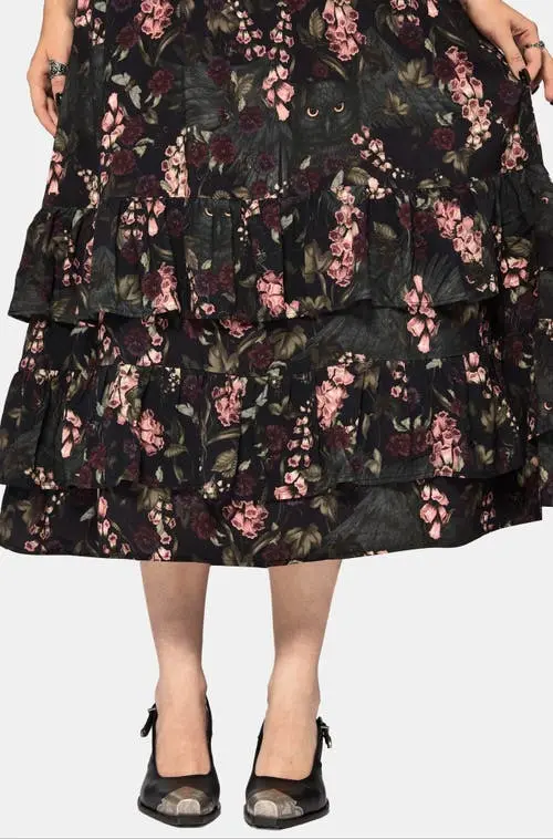 DISTURBIA Noctua Owl Foxglove Tiered Midaxi Dress