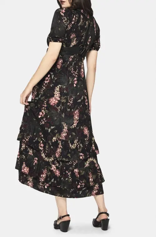 DISTURBIA Noctua Owl Foxglove Tiered Midaxi Dress