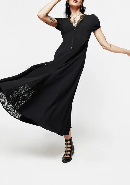 DISTURBIA Taissa Lace Button Up Midaxi Dress