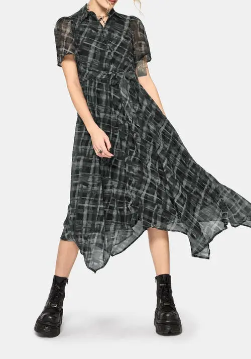 DISTURBIA Rhoswen Checked Midaxi Shirt Dress