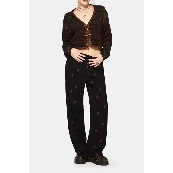 DISTURBIA Ruin Fern Embroidered Wide Leg Trousers