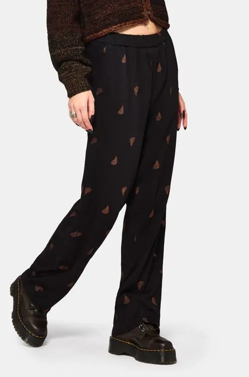 DISTURBIA Ruin Fern Embroidered Wide Leg Trousers