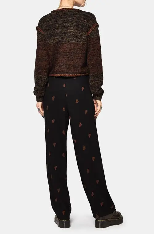 DISTURBIA Ruin Fern Embroidered Wide Leg Trousers