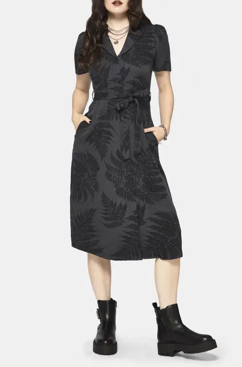 DISTURBIA Ruin Fern Button Midi Shirt Dress