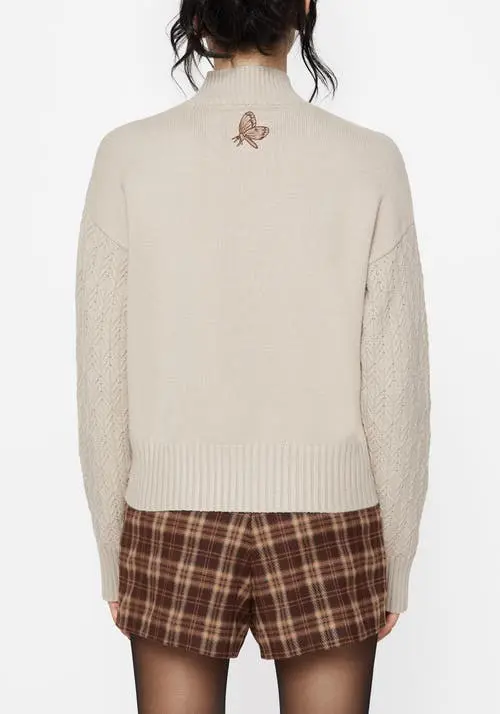 DISTURBIA Enya Acorn Cable Knit Sweater