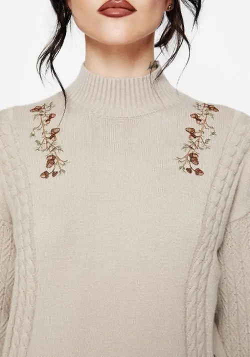 DISTURBIA Enya Acorn Cable Knit Sweater