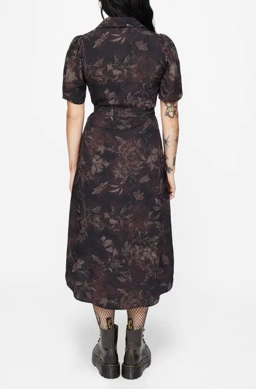 DISTURBIA Moth Print Shirt Dress