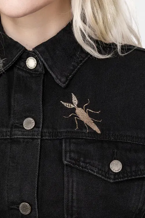 DISTURBIA Griffinfly Distressed Denim Jacket