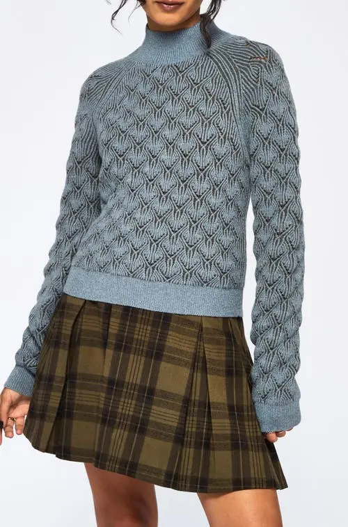 DISTURBIA Edna Cotton Leaf Funnel Neck Jumper