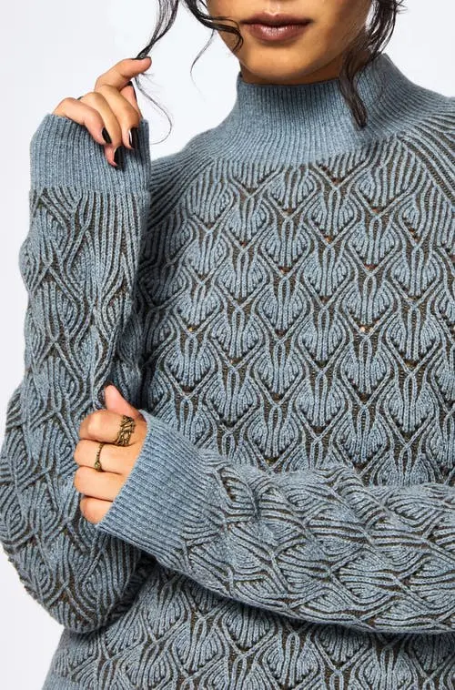 DISTURBIA Edna Cotton Leaf Funnel Neck Jumper