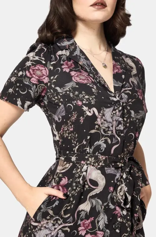 DISTURBIA Enchanted Forest Midi Shirt Dress