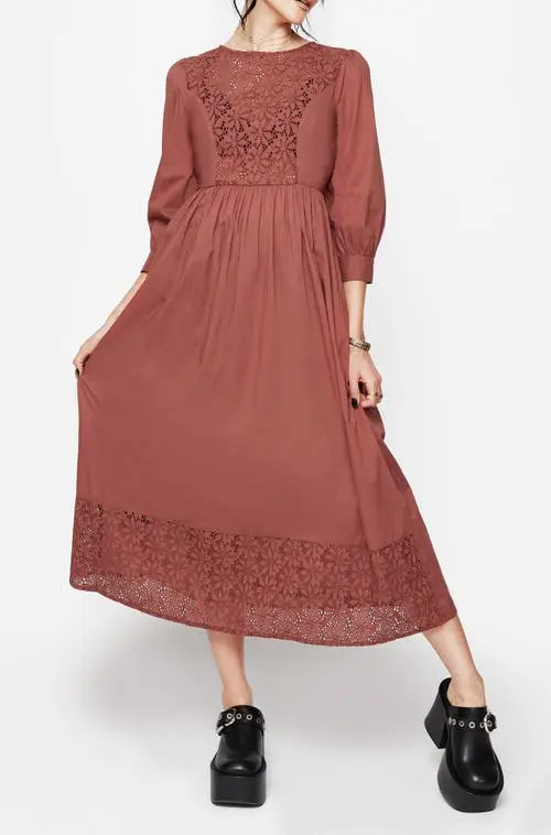 DISTURBIA Cavern Cotton Broderie Midi Dress