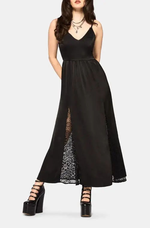 DISTURBIA Cami Lace Godet Maxi Dress - Black