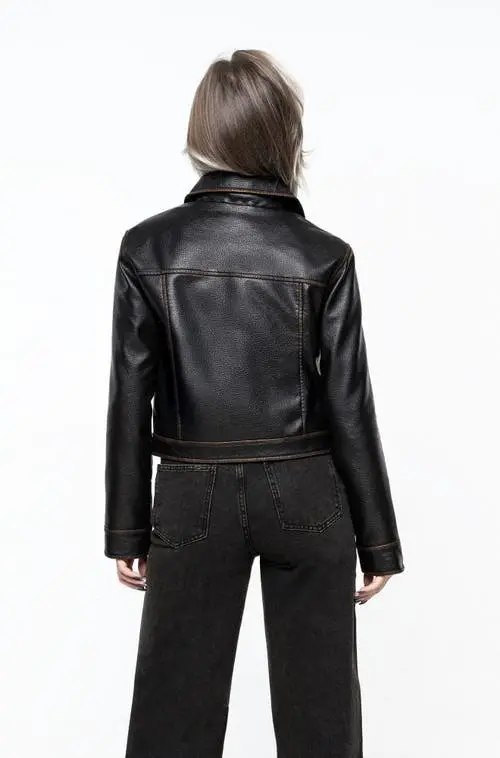 DISTURBIA Ermania Crop Faux Leather Jacket