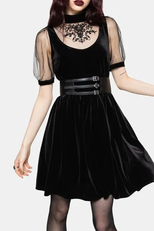 DISTURBIA Trixie Velour Mesh Mini Dress