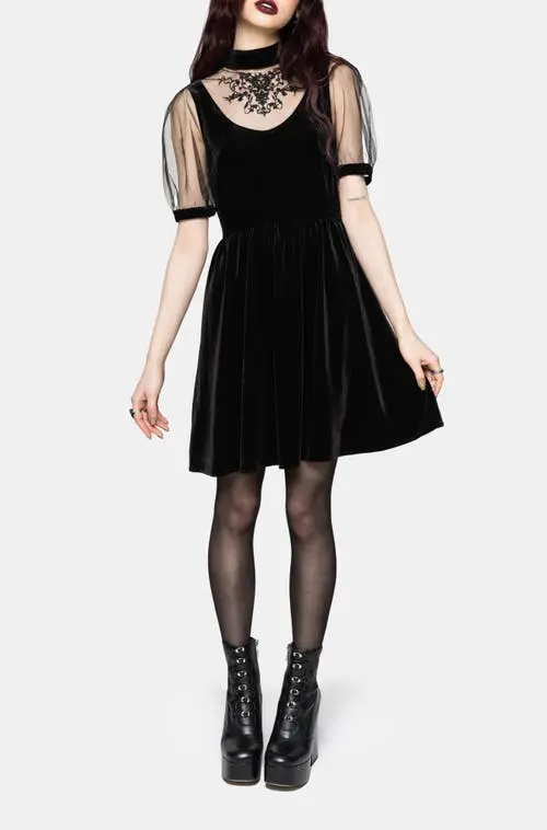 DISTURBIA Trixie Velour Mesh Mini Dress