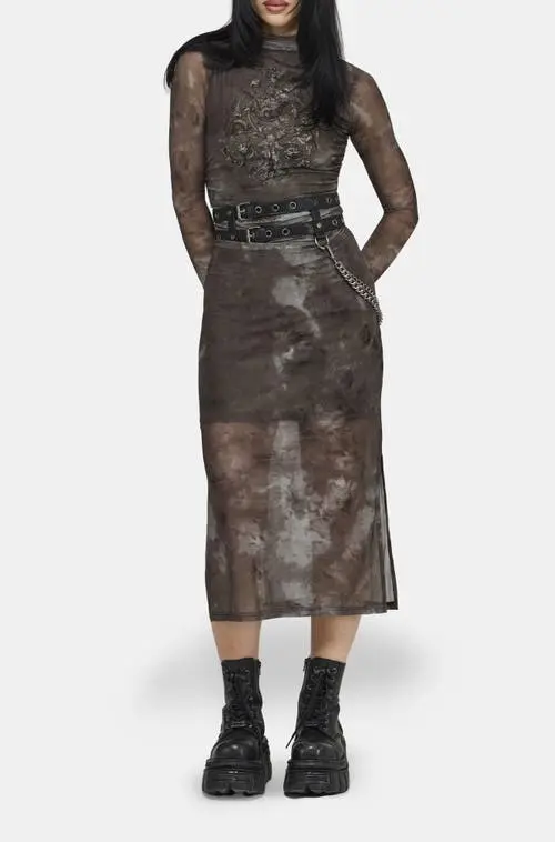 DISTURBIA Eros Realm Graphic Mesh Midi Dress