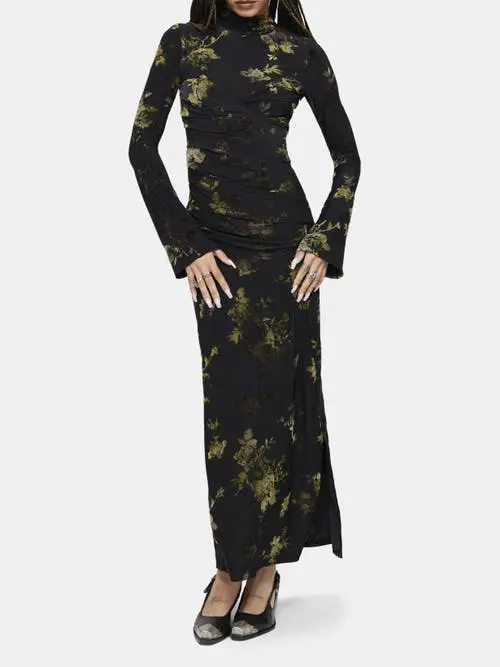 DISTURBIA High-neck Maxi Dress