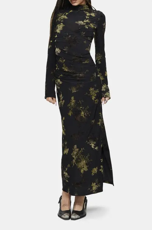 DISTURBIA High-neck Ruched Maxi Dress