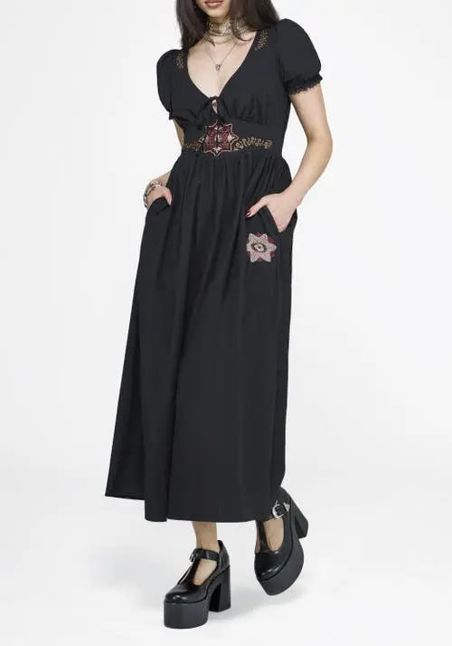 DISTURBIA Arianwen Embroidered Midaxi Dress
