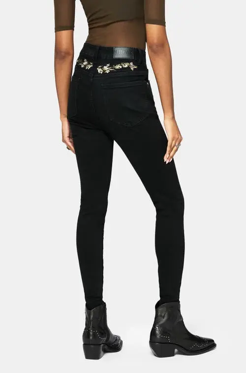 DISTURBIA Abundance Embroidered Skinny Jeans