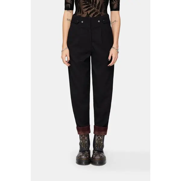 DISTURBIA Tapered Leg Check Turn Up Trousers