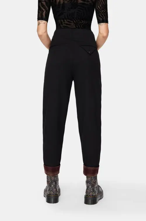 DISTURBIA Tapered Leg Check Turn Up Trousers