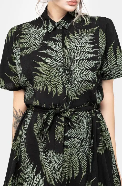 DISTURBIA Fern Print Shirt Dress