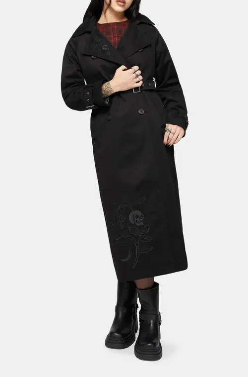 DISTURBIA Poe Embroidered Trench Coat