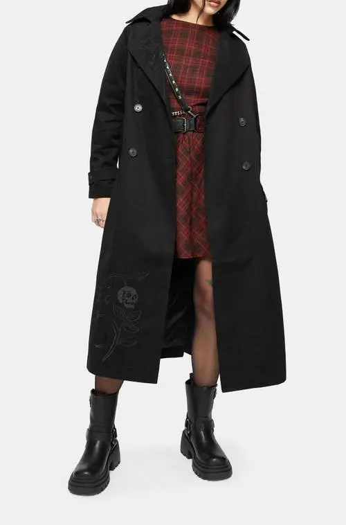 DISTURBIA Poe Embroidered Trench Coat