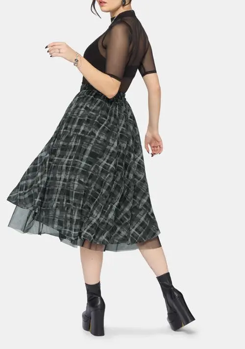 DISTURBIA Rhoswen Layered Check Hitched Skirt