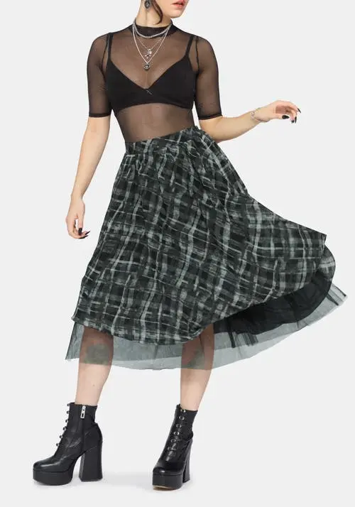 DISTURBIA Rhoswen Layered Check Hitched Skirt