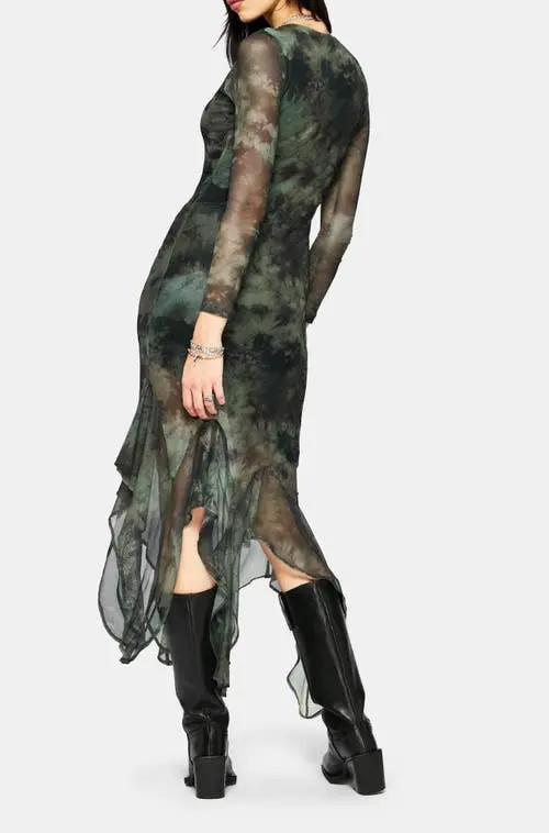 DISTURBIA Nova Mesh Long Sleeve Maxi Dress