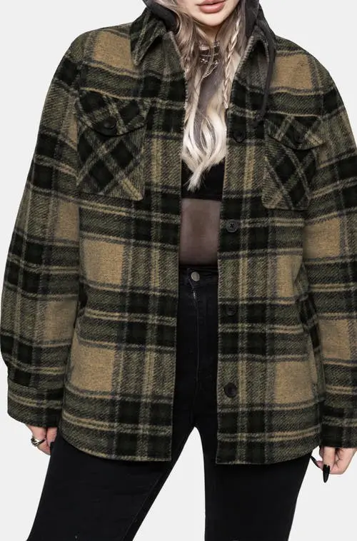 DISTURBIA Trellis Plaid Shirt Jacket