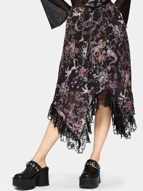 DISTURBIA Merunicorn Enchanted Forest Midi Skirt