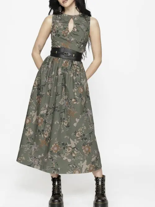 DISTURBIA Poison Eden Print Cut Out Midi Dress