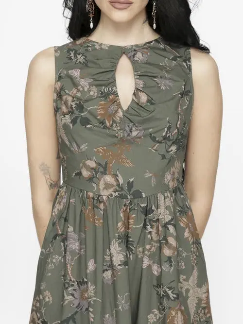 DISTURBIA Poison Eden Print Cut Out Midi Dress