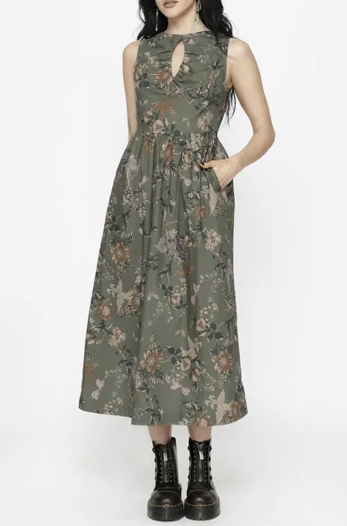 DISTURBIA Poison Eden Print Cut Out Midi Dress