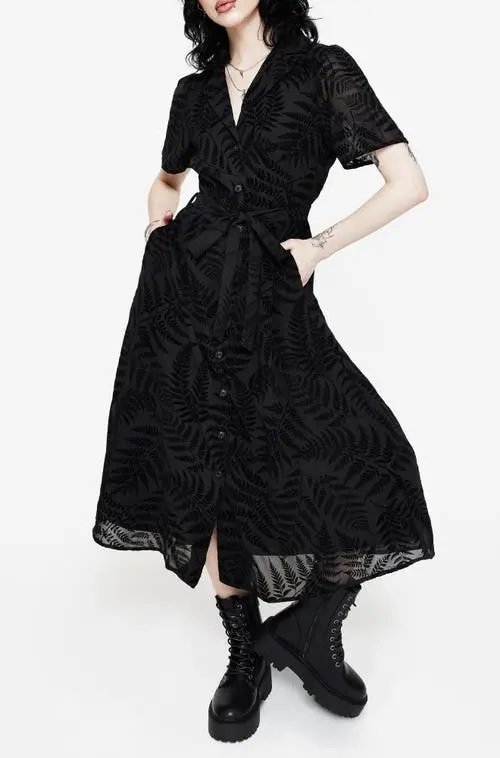 DISTURBIA Lunafern Fern Midi Shirt Dress