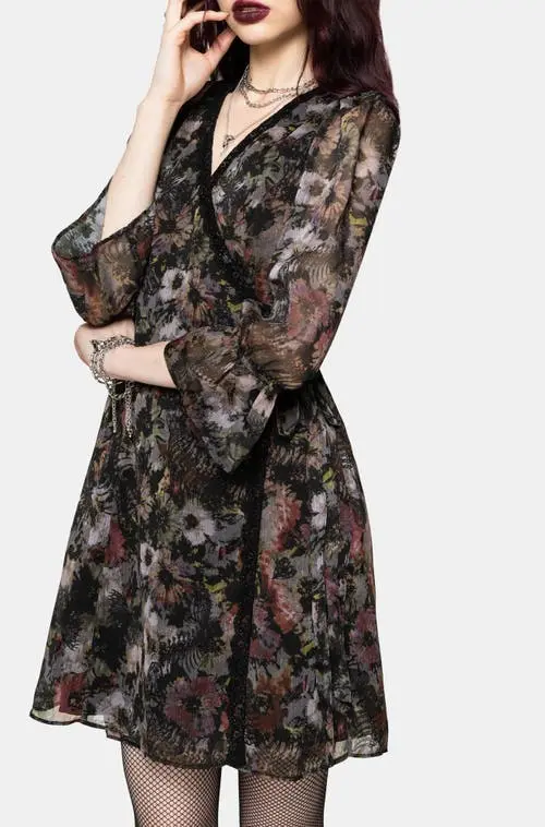 DISTURBIA Mortua Grunge Floral Print Mini Dress