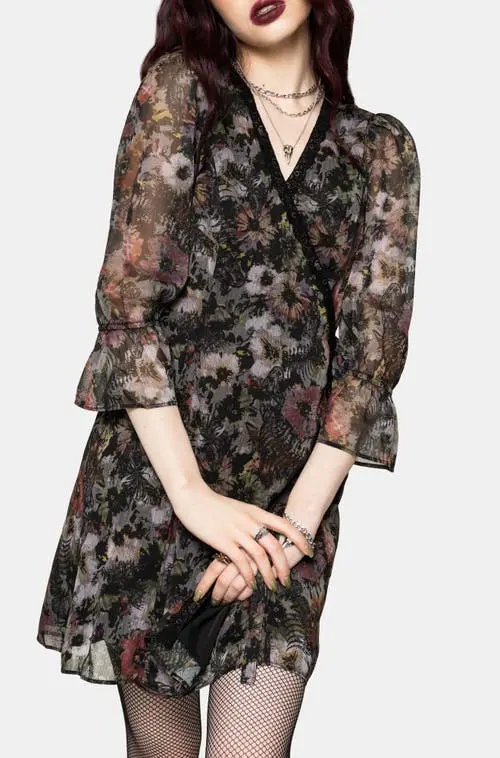 DISTURBIA Mortua Grunge Floral Print Mini Dress