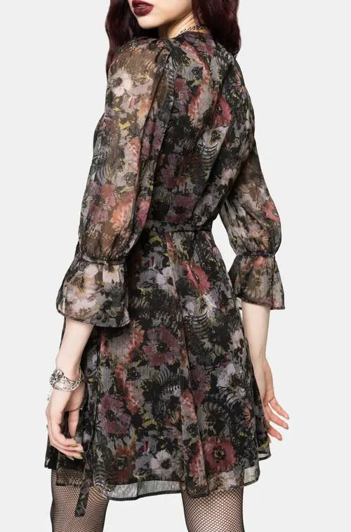 DISTURBIA Mortua Grunge Floral Print Mini Dress