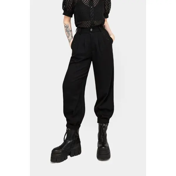 DISTURBIA Diane Embroidered Balloon Trousers - Black