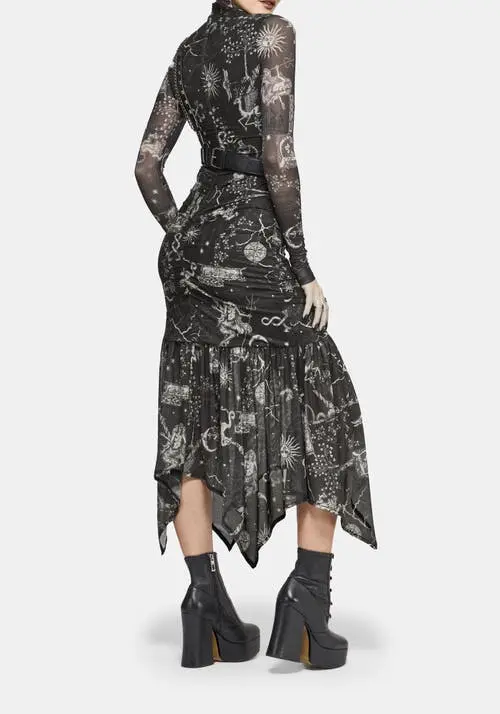 DISTURBIA Isolde Medieval Map Mesh Midaxi Dress