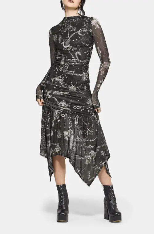 DISTURBIA Isolde Medieval Map Mesh Midaxi Dress