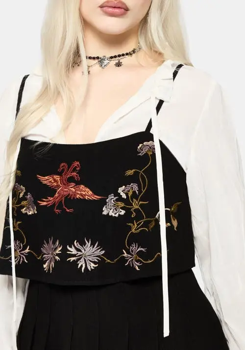 DISTURBIA Genevra Embroidered Overlay Midi Dress