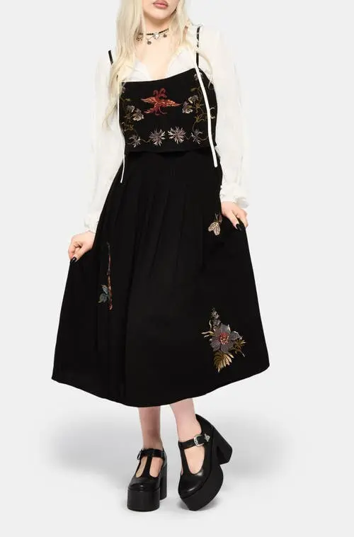 DISTURBIA Genevra Embroidered Midi Dress