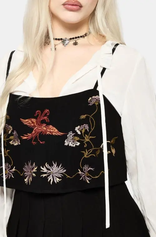 DISTURBIA Genevra Embroidered Midi Dress