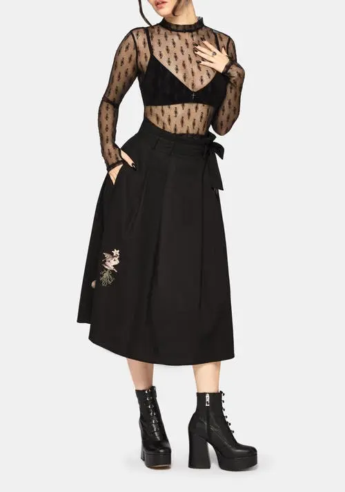 DISTURBIA Faela Fairy Embroidered Midi Skirt